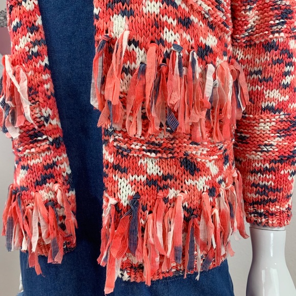 Ruby Rd. | Sweaters | Ruby Rd Pink Blue White Crochet Fringed Cardigan ...